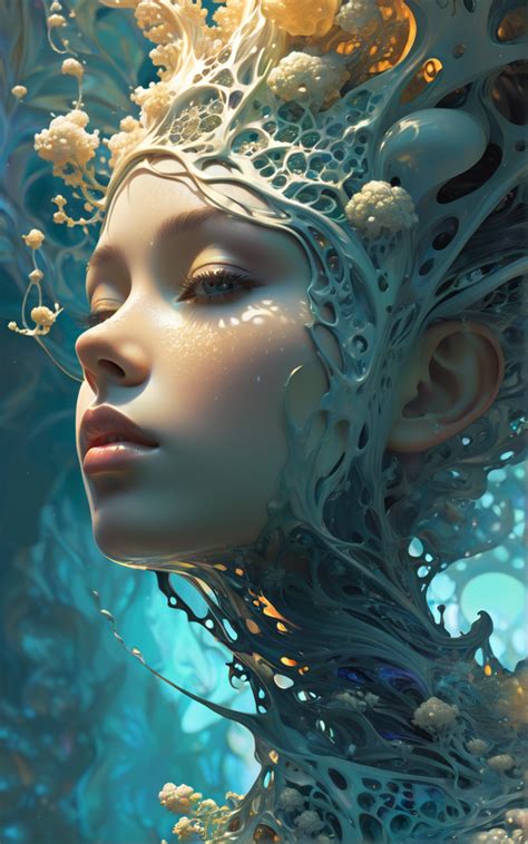 Half Body Portrait Of A Girl Melting Into A Mandelbulb By Jaime Vives