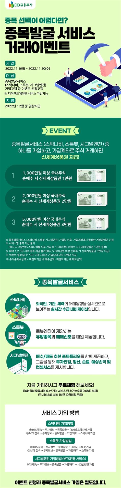 Db금융투자 다이렉트계좌 종목발굴 서비스 거래 이벤트