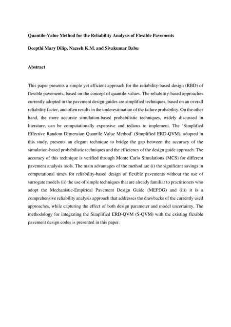 Pdf Quantile Value Method For The Reliability Analysis Of Flexible Pavements