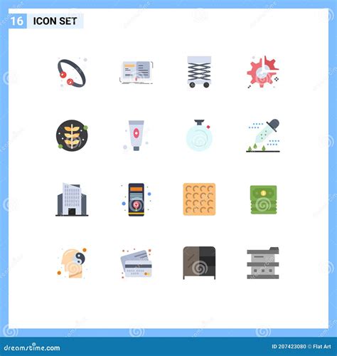 Pictogram Set Of 16 Simple Flat Colors Of Break Cog Story Gear Scaffolding Stock Vector