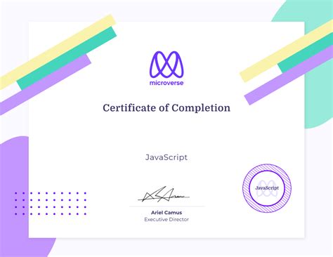 Microverse Javascript Module • Microverse • Accredible • Certificates