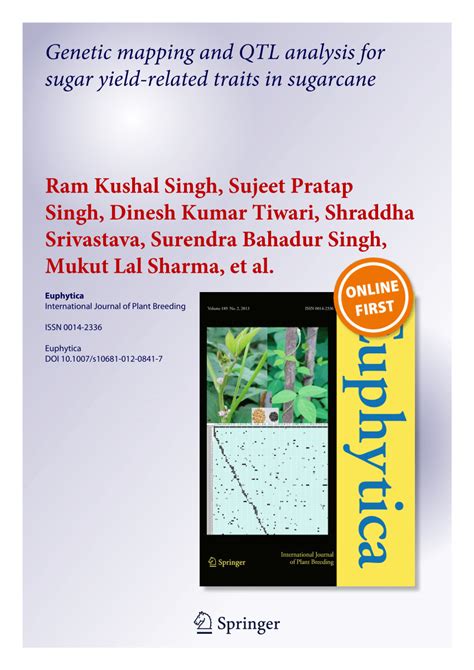 pdf genetic mapping and qtl analysis for sugar yield related traits