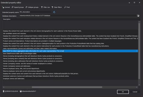 Sql Server Extended Properties