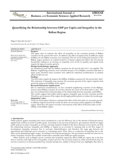 Pdf Quantifying The Relationship Between Gdp Per Capita And