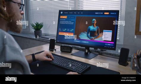 Adult Man Enters Prompt In Artificial Intelligence Chatbot On Personal Computer Ai Image