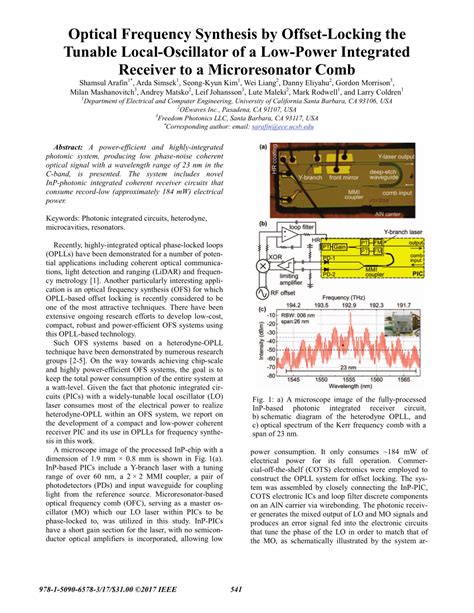 Pdf Optical Frequency Synthesis By Offset Locking The Tunable Local Oscillator Of A Low Power