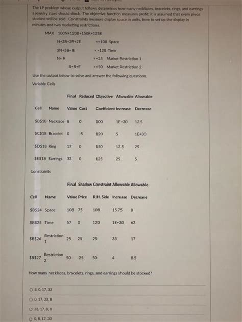 Solved The Lp Problem Whose Output Follows Determines How