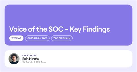 Cameron Higgs On Linkedin Voice Of The Soc Key Findings Tines