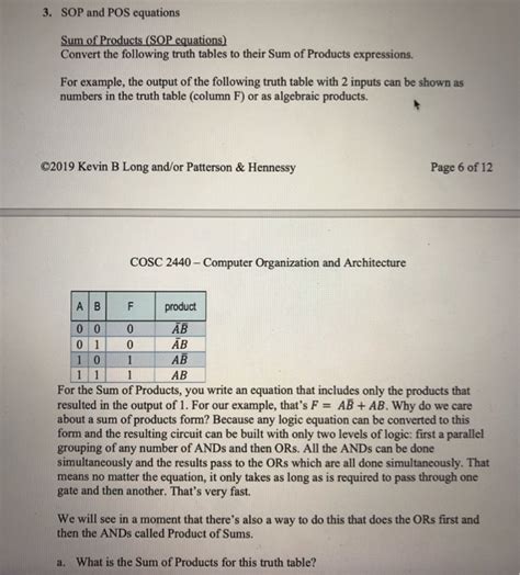 Solved Sop And Pos Equations 3 Sum Of Products Sop