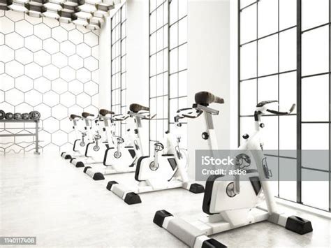 현대적인 흰색 체육관 및 피트 니스 자전거 자전거 및 장비 아파트에 대한 스톡 사진 및 기타 이미지 아파트 체육관 헬스 클럽 Istock