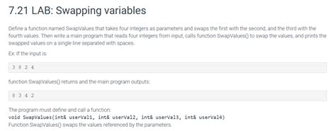 LAB Swapping Variables Define A Function Named Chegg Com