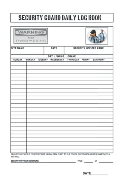 Security Guard Daily Log Book Security Guard Journal Abida Hassane