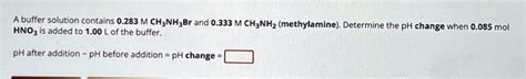 solved a buffer solution contains 0 283 m ch3nh2 methylamine and 0