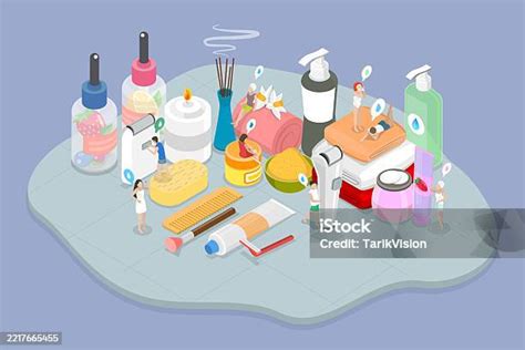 스파 위생 절차의 3d 아이소 메트릭 플랫 벡터 일러스트 레이 션 3차원 형태에 대한 스톡 벡터 아트 및 기타 이미지 3차원 형태 고체 기포 Istock