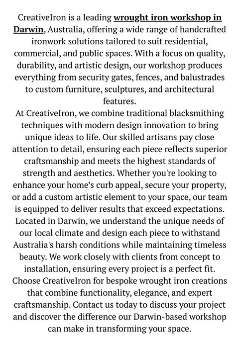 Ppt Wrought Iron Workshop Darwin Australia Creativeiron Powerpoint Presentation Id 14104836