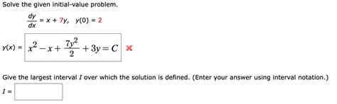 Solved Solve The Given Initial Value Problem Dx X Chegg