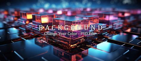 Premium PSD Abstract Technology Digital Background High Tech Glowing Cubes