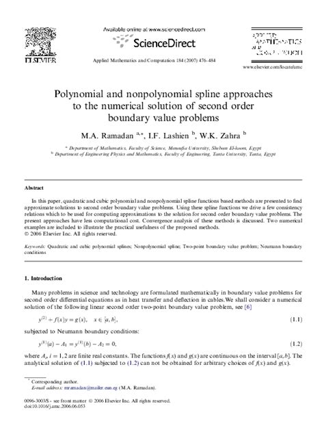 pdf polynomial and nonpolynomial spline approaches to the numerical