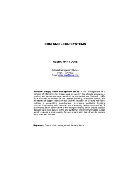 scm and lean systems download free pdf supply chain management business