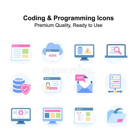 Get These Amazing And Unique Coding And Programming Related Icons Set Stock Vector