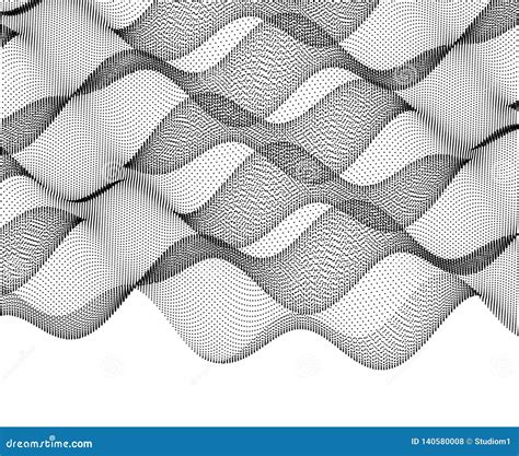 Wavy Grid Background D Abstract Vector Illustration With Particle Stock Vector Illustration
