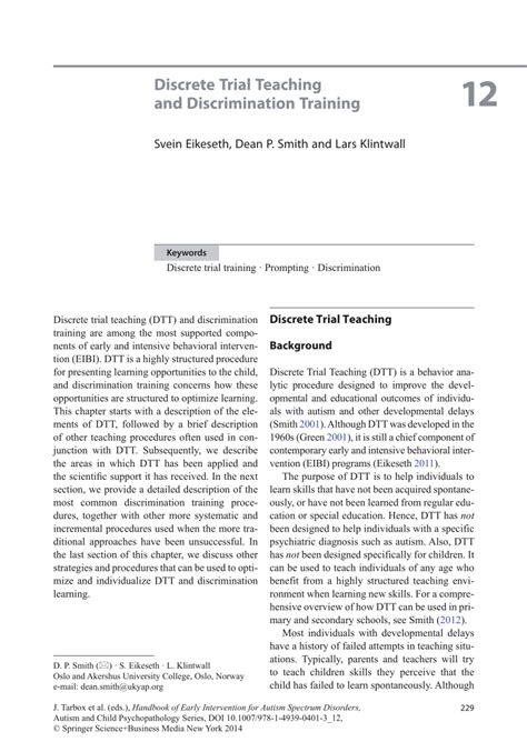 pdf discrete trial teaching and discrimination training
