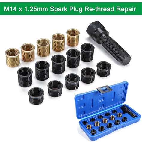 M14 X 1 25 Mm Spark Plug Rethread Repair Tap Tool Thread Reamer Inserts Kit Ebay