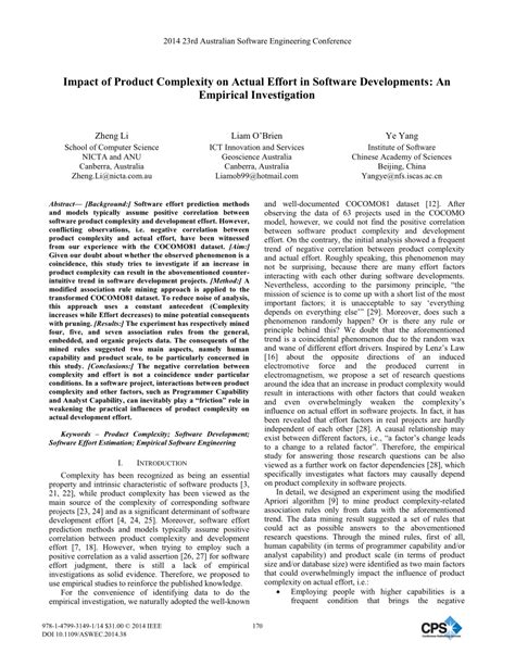 Pdf Impact Of Product Complexity On Actual Effort In Software