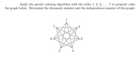 Solved Apply The Greedy Coloring Algorithm With The Order 1