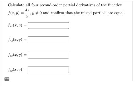 Solved Calculate All Four Second Order Partial Derivatives