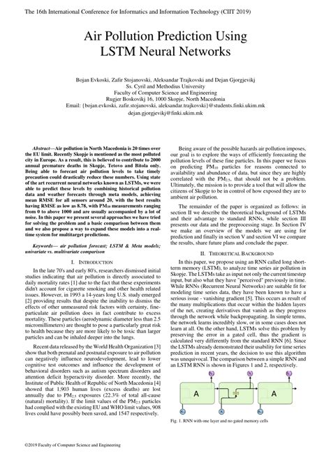 Pdf Air Pollution Prediction Using Lstm Neural Networks