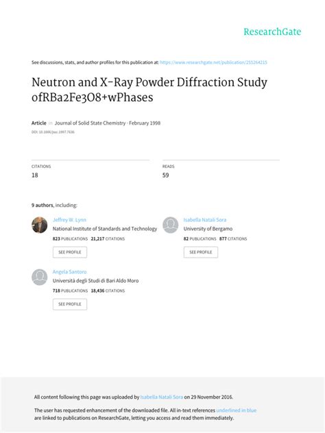 Neutron And X Ray Powder Diffraction Stu Pdf