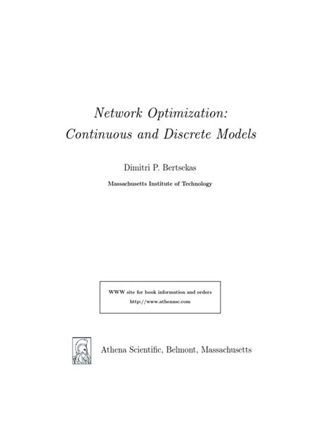 Network Optimization Continuos And Discrete Models Pdf Linear Programming Mathematical