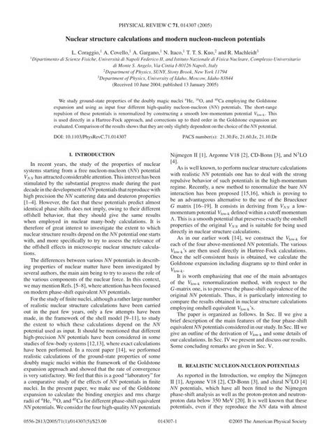 Pdf Nuclear Structure Calculations And Modern Nucleon Nucleon