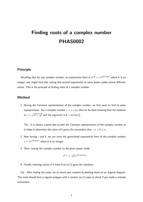 Finding Roots Root For Complex Example Finding Roots Of A Complex Number PHAS Principle