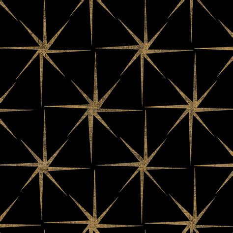 Evening Star Black Wallpaper With Metallic Starburst Geometric York Wallpaper Warehouse