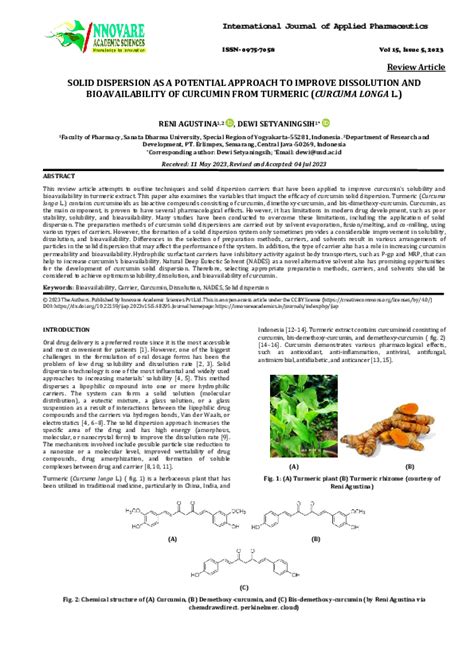 Pdf Solid Dispersion As A Potential Approach To Improve Dissolution And Bioavailability Of