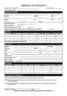 50 Free Employment Job Application Form Templates Printable
