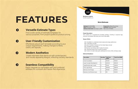 Work Estimate Template In Word Download Template Net
