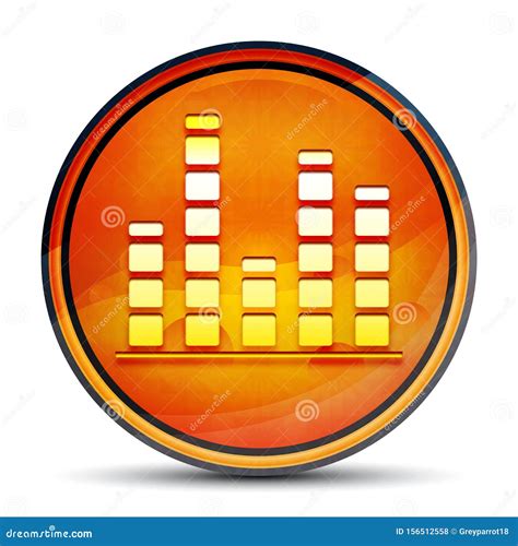 equalizer icon shiny bright orange round button illustration stock