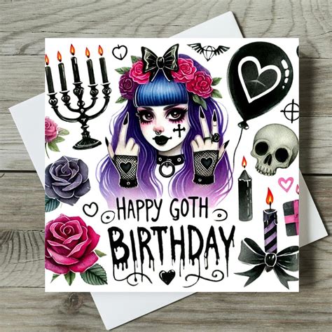 Goth Birthday Card Gothic Card Etsy