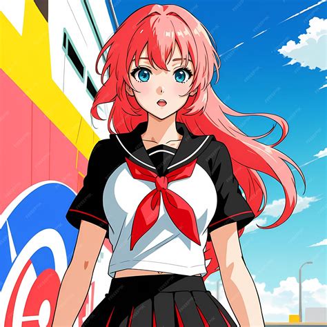 Premium Photo Beautiful Anime Girl Vibrant Color Grading