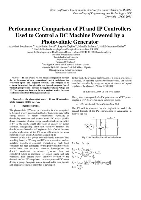 Pdf Performance Comparison Of Pi And Ip Controllers Used To Control A