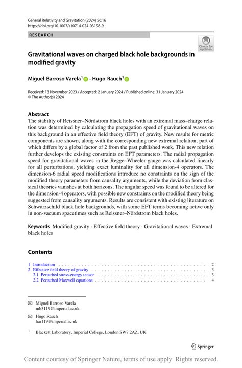 Pdf Gravitational Waves On Charged Black Hole Backgrounds In Modified Gravity