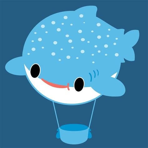 Premium Vector Cute Whale Shark Balloon Balloon Cartoon Fish Theme Illustration
