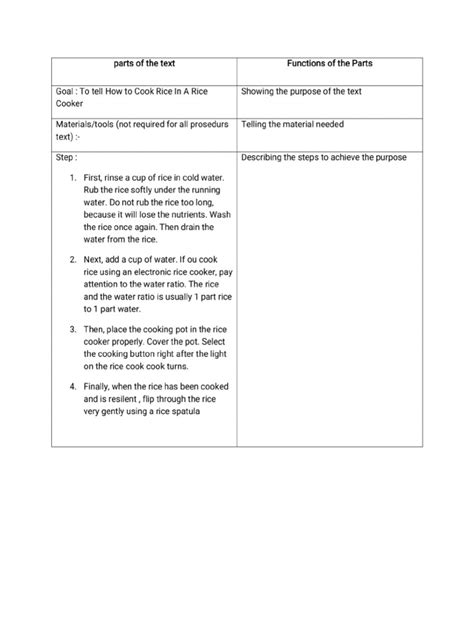 Answer Struktur Teks 2 How To Cook Rice In A Rice Cooker Pdf