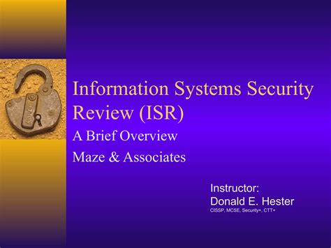 Information Systems Security Review Isr 2003 Ppt