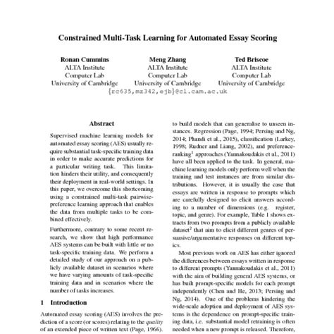 Constrained Multi Task Learning For Automated Essay Scoring Acl Anthology