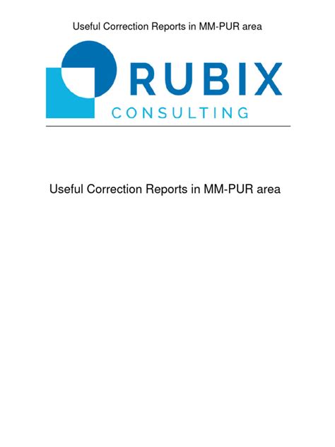 En Useful Correction Reports In Mm Pur Area Pdf Software Information Technology