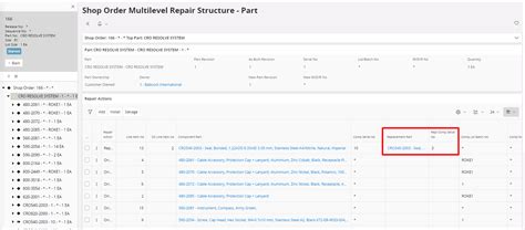 use shop order multilevel repair structure by new client ifs community